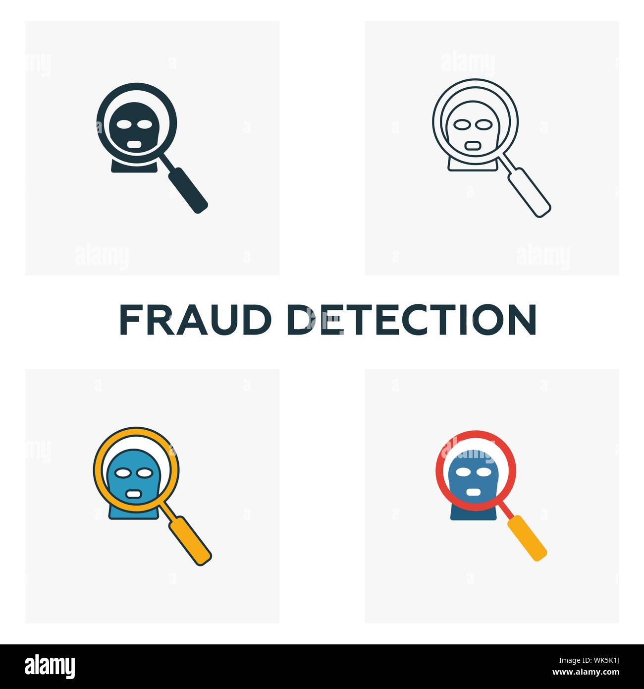 Fraud Detection Icon Set Four Elements In Diferent Styles From Fintech