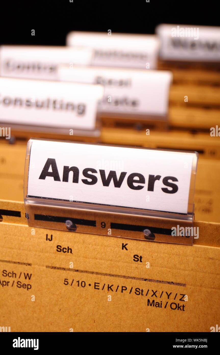 answers word on register or hanging folder showing solution concept ...