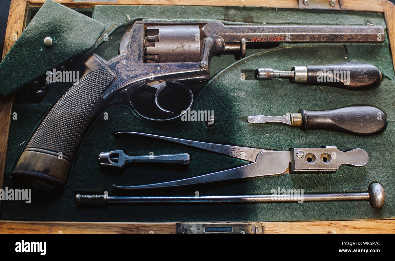 25-June-2017 close up on the old heavy machine gun on weapon museum in ...