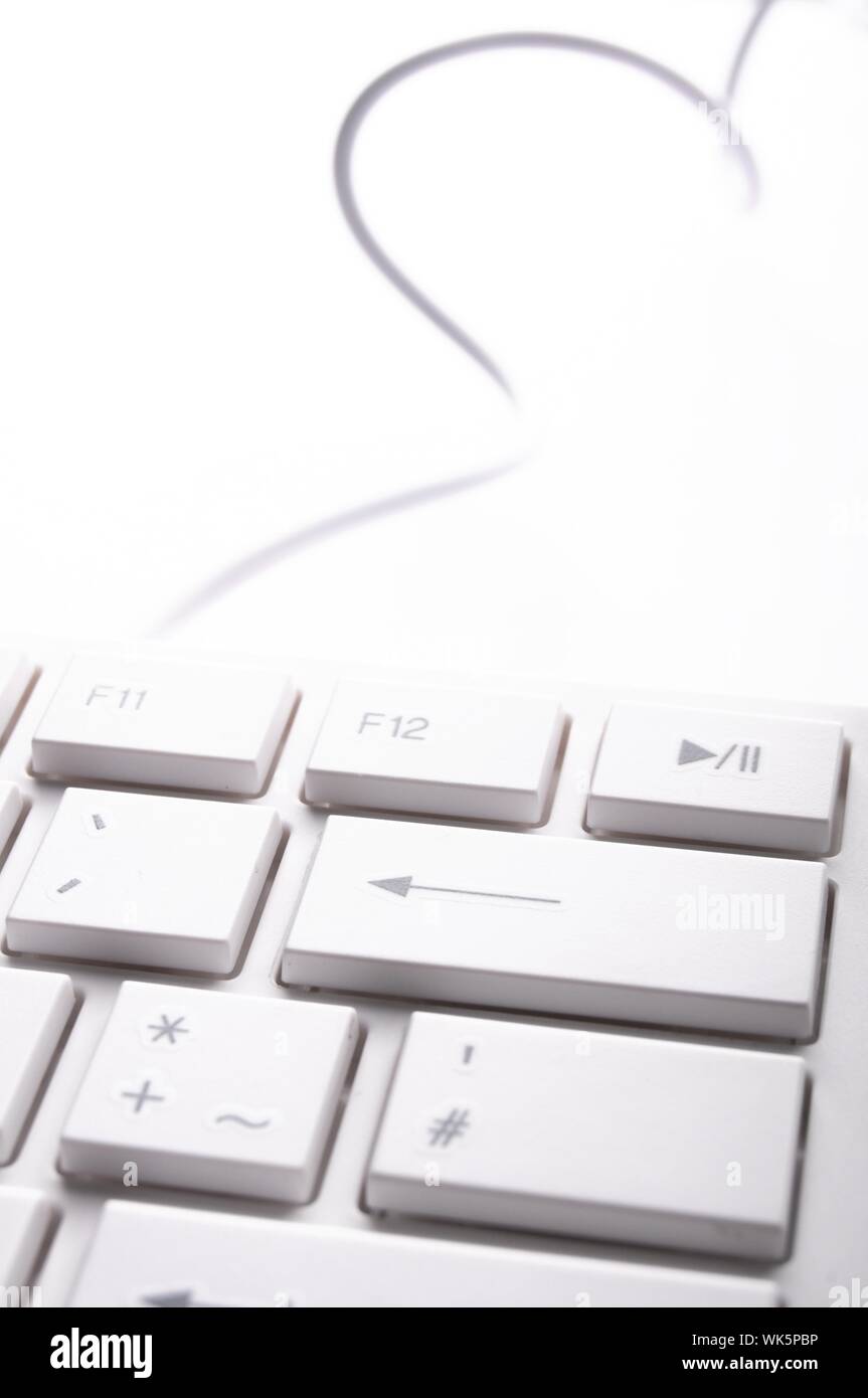 modern computer keyboard on white showing pc or technology concept ...