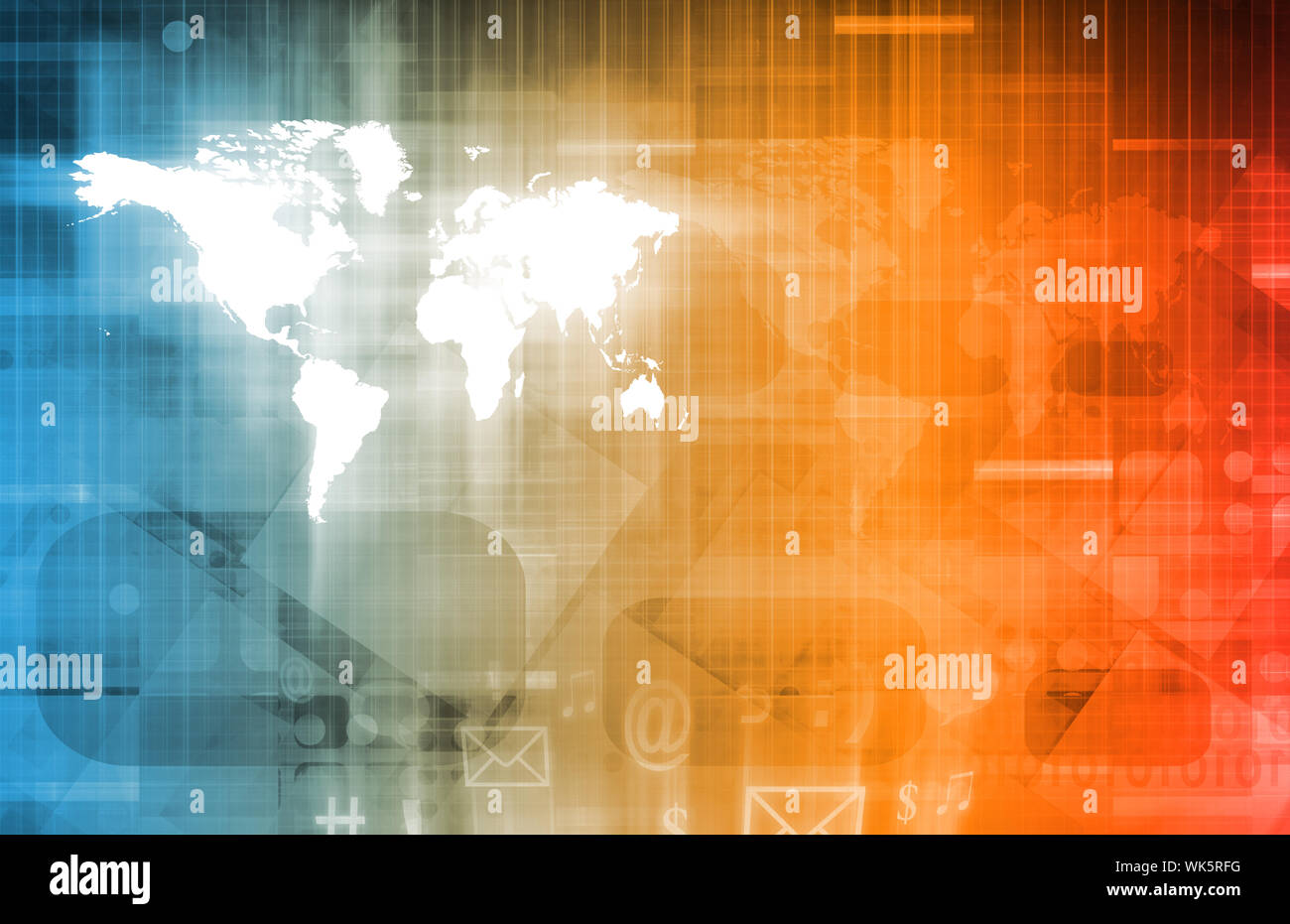 Satellite Technology and World Map Precision Software Stock Photo - Alamy