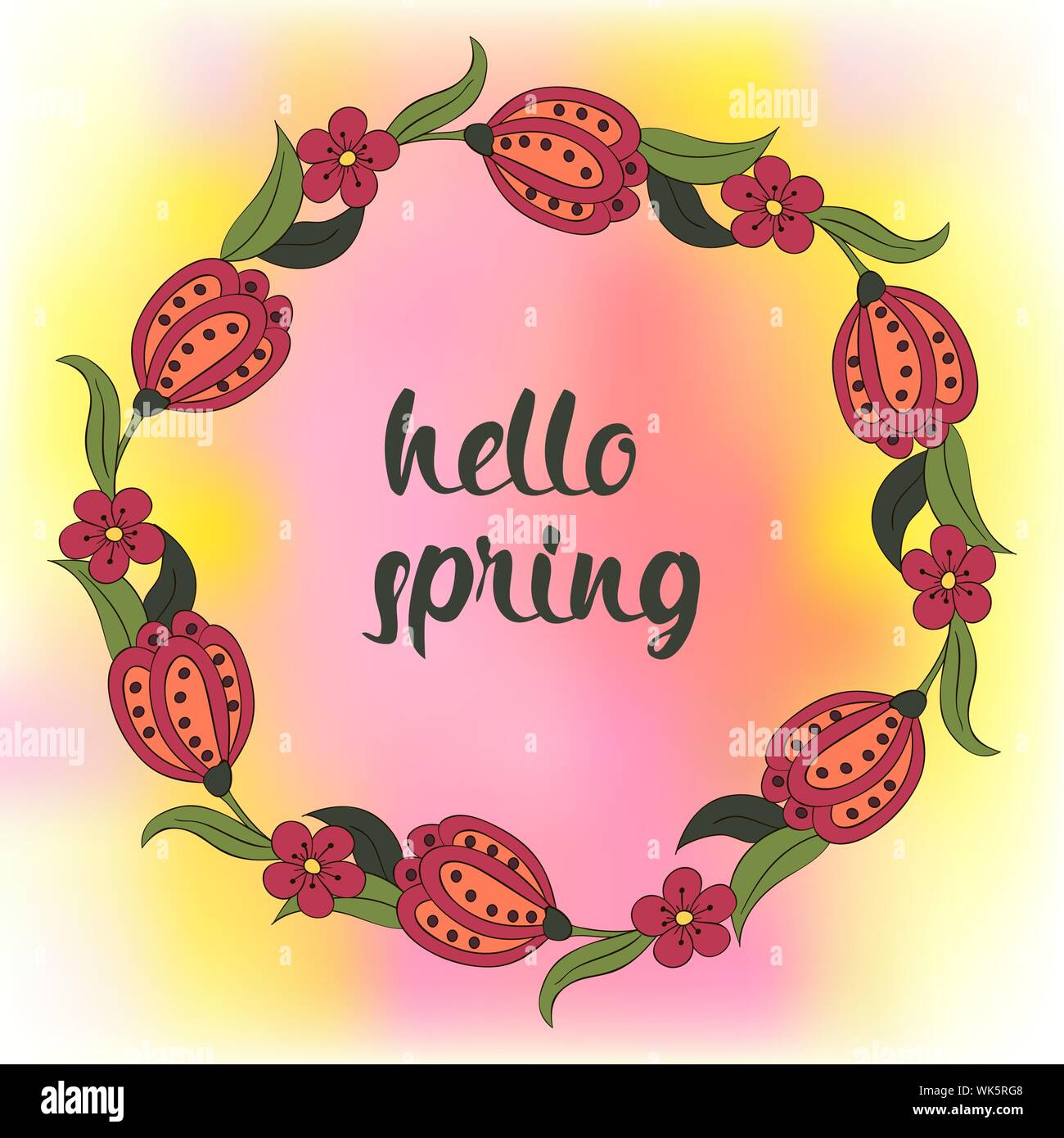 Spring postcard, cover, bright background for inscriptions. Hello ...