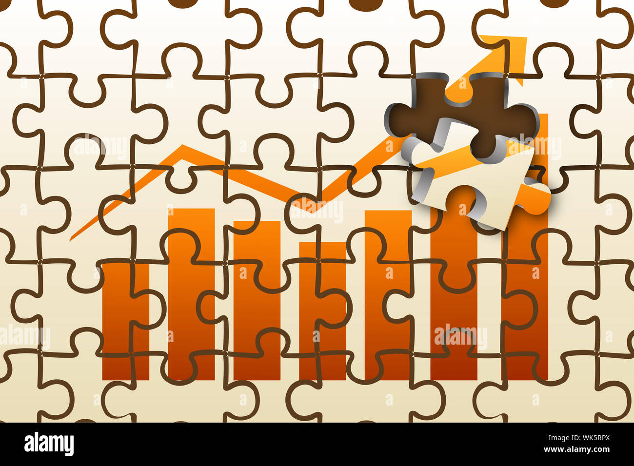 illustration of bar graph on jigsaw puzzle Stock Photo - Alamy