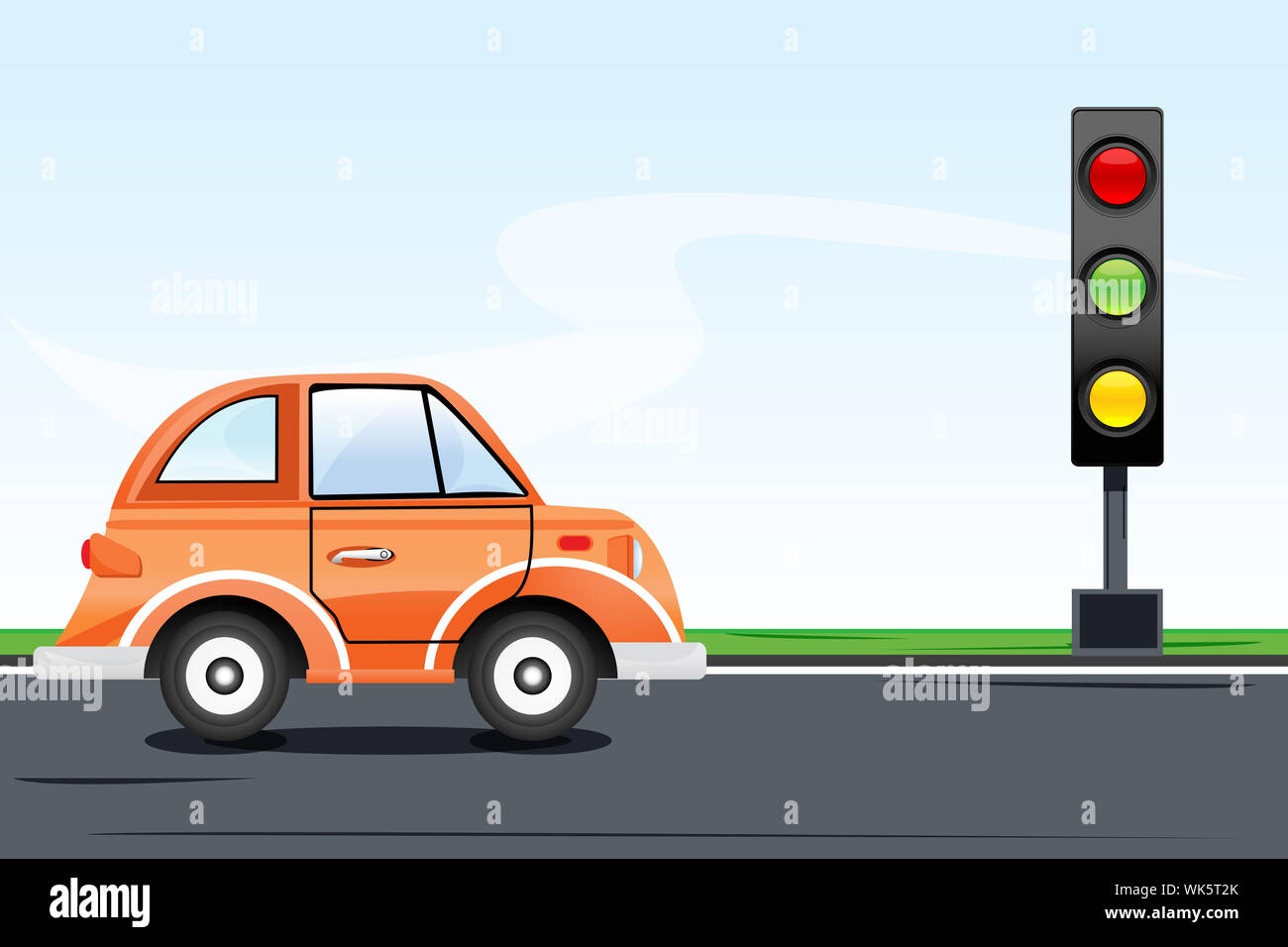 illustration of traffic signal with car on road Stock Photo - Alamy