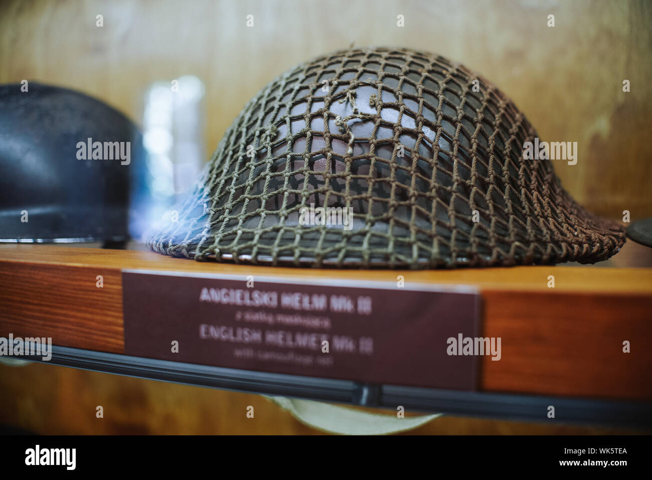 25-June-2017 close up on English Helmet MK2 on weapon museum in Wroclaw ...