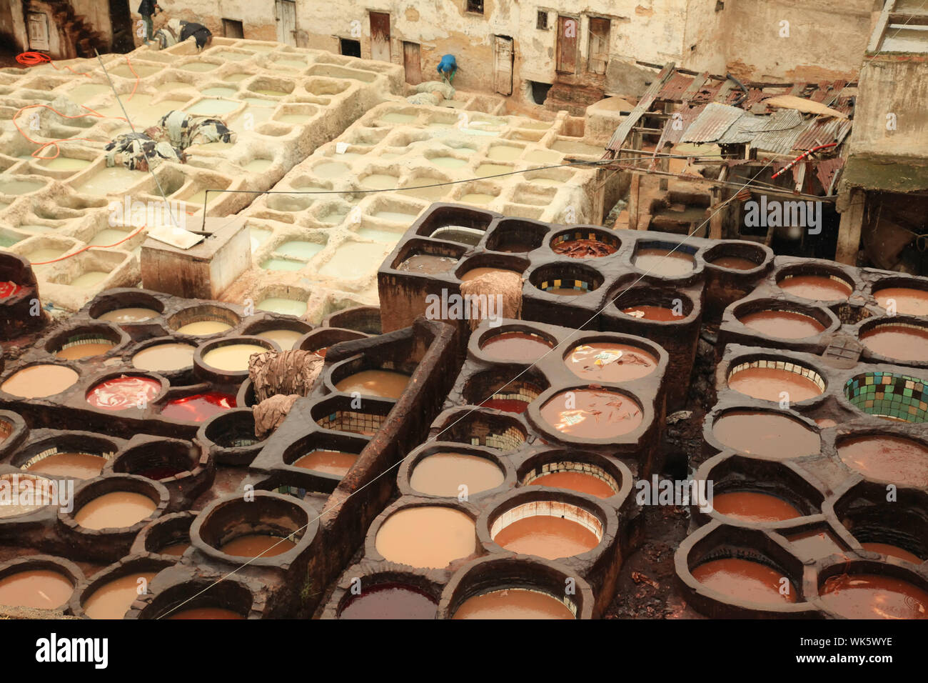 Morocco Tannery in Fez or Fes with Dye Pits Stock Photo - Alamy