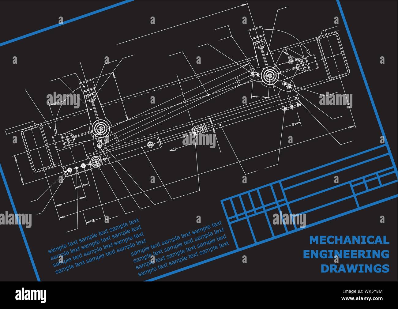 Subject vector background. Mechanical Engineering. Technical illustration black. Frame Stock ...