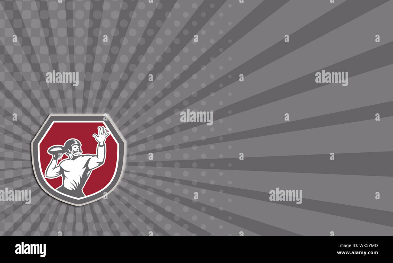 Business card illustration of an American football gridiron quarterback ...