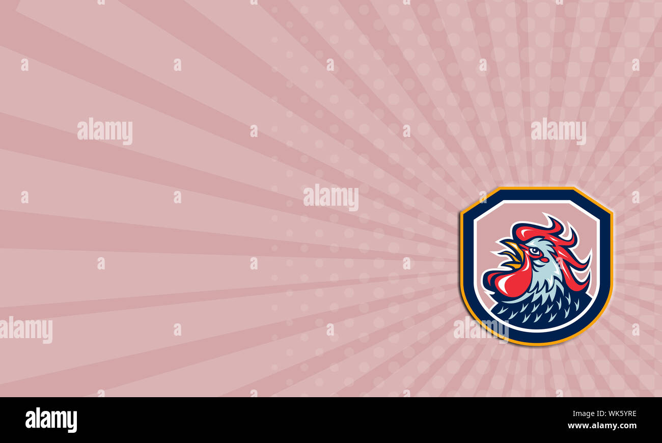Business card illustration of a rooster cockerel head crowing facing ...
