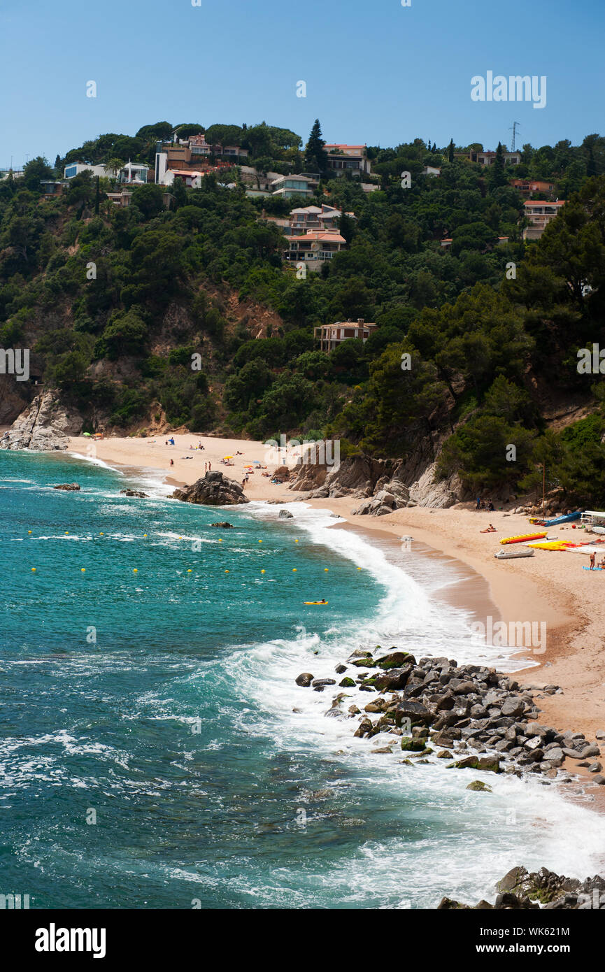 Spanish east coast with high waves and the beach Stock Photo - Alamy