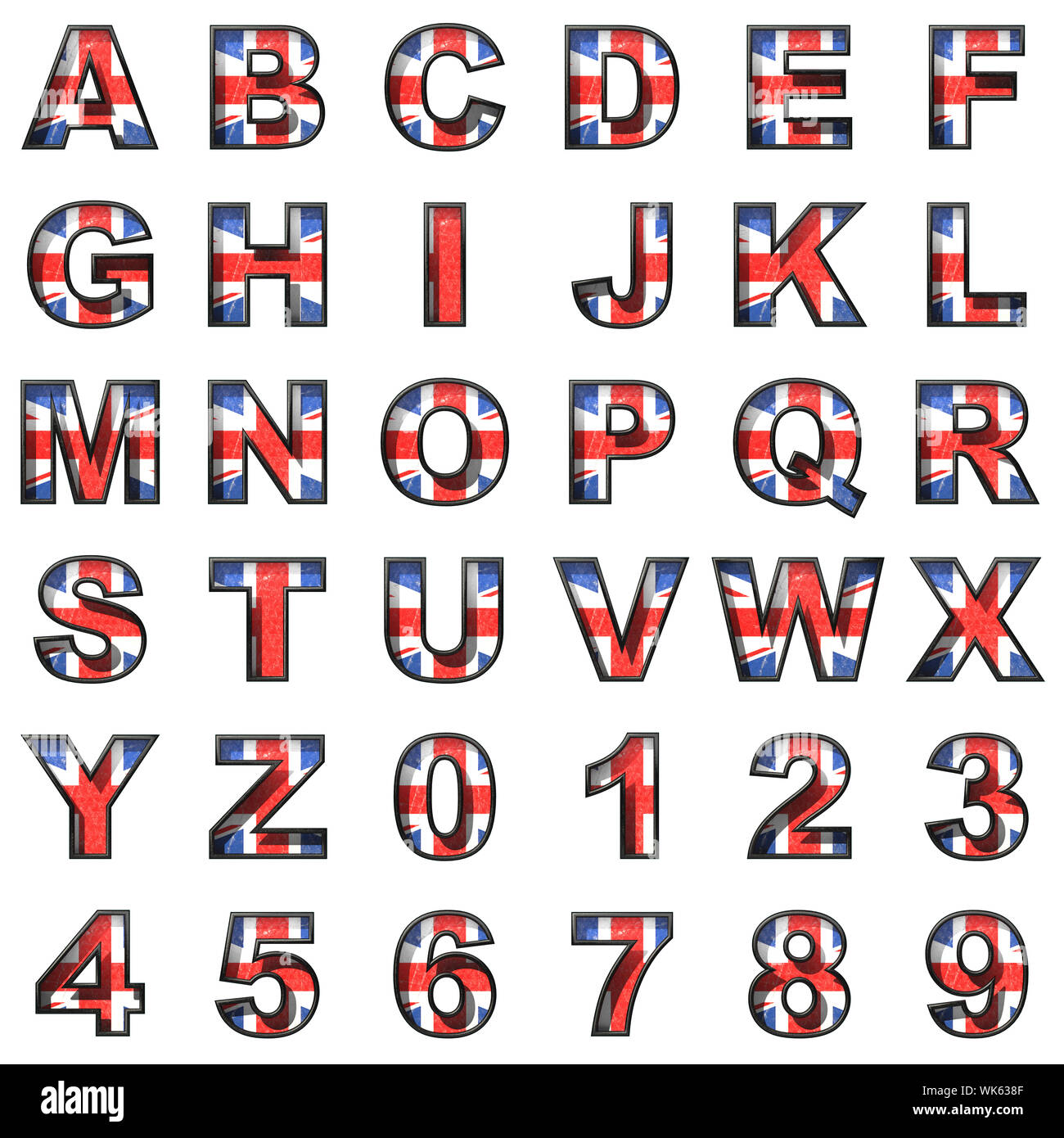 Great Britain alphabet set on white background Stock Photo - Alamy