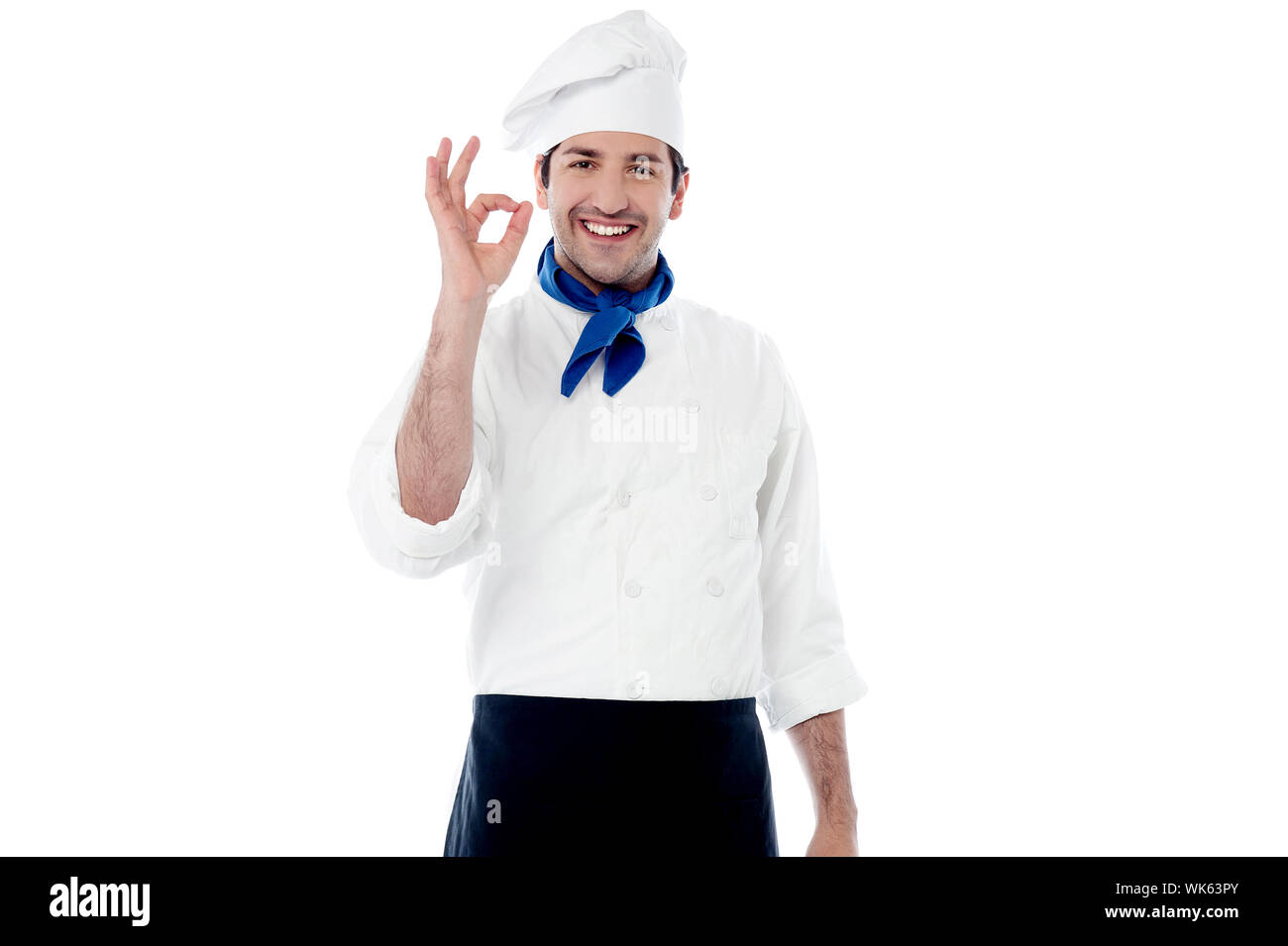 Chef showing hand sign for perfection and excellence Stock Photo - Alamy