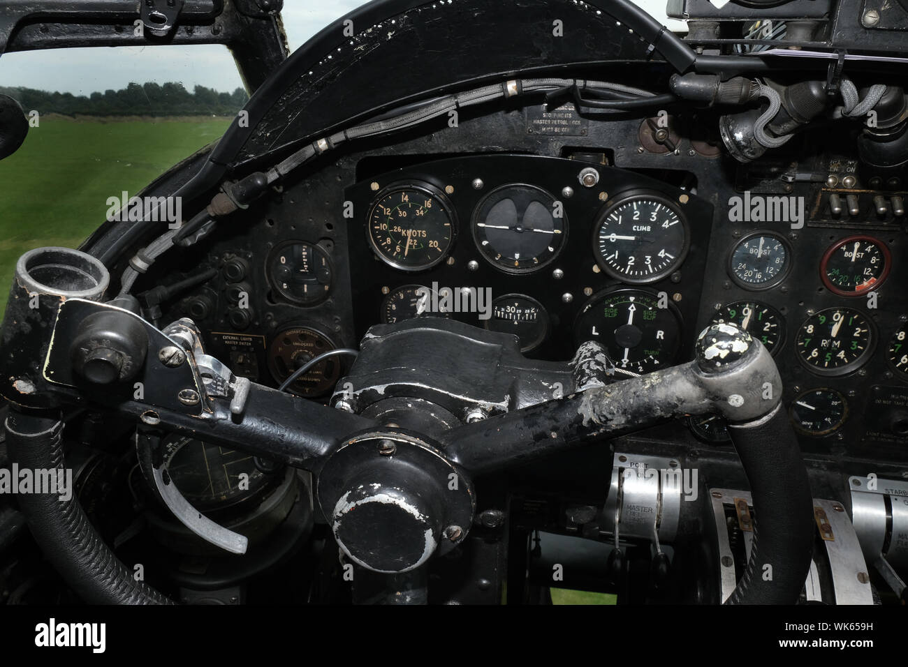 British four engine Lancaster bomber showing internal positions for ...