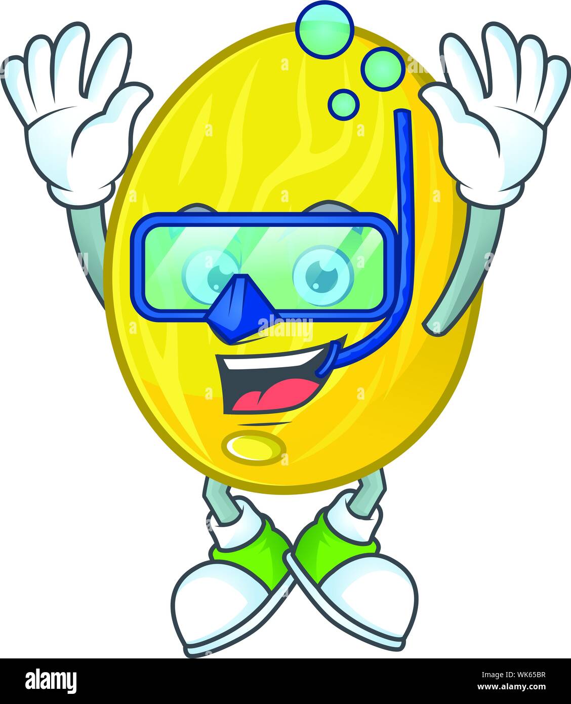 Diving melon cartoon character on white background vector illustration ...