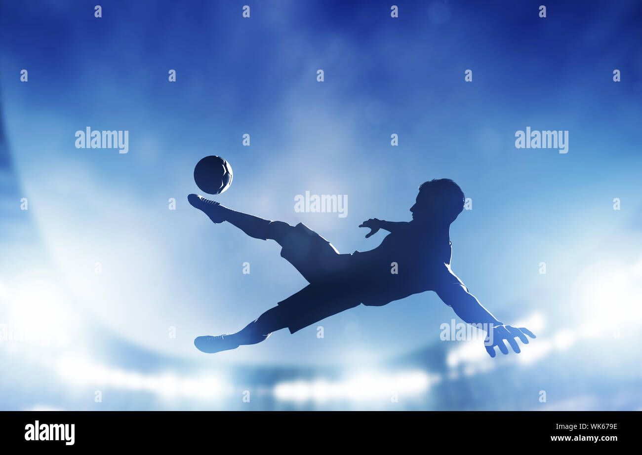 Soccer player performing a bicycle kick hi-res stock photography and ...