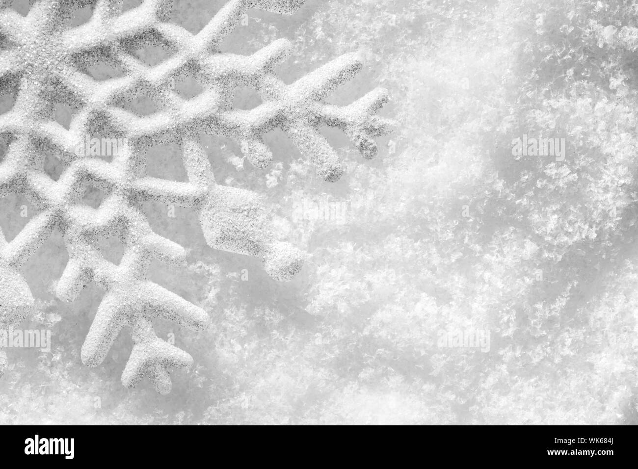 Winter, Christmas minimal elegant background. Snowflake on snow, low ...