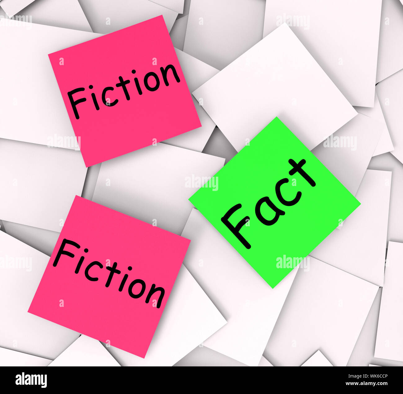 Fact Fiction Post-It Notes Meaning Correct Or Falsehood Stock Photo - Alamy