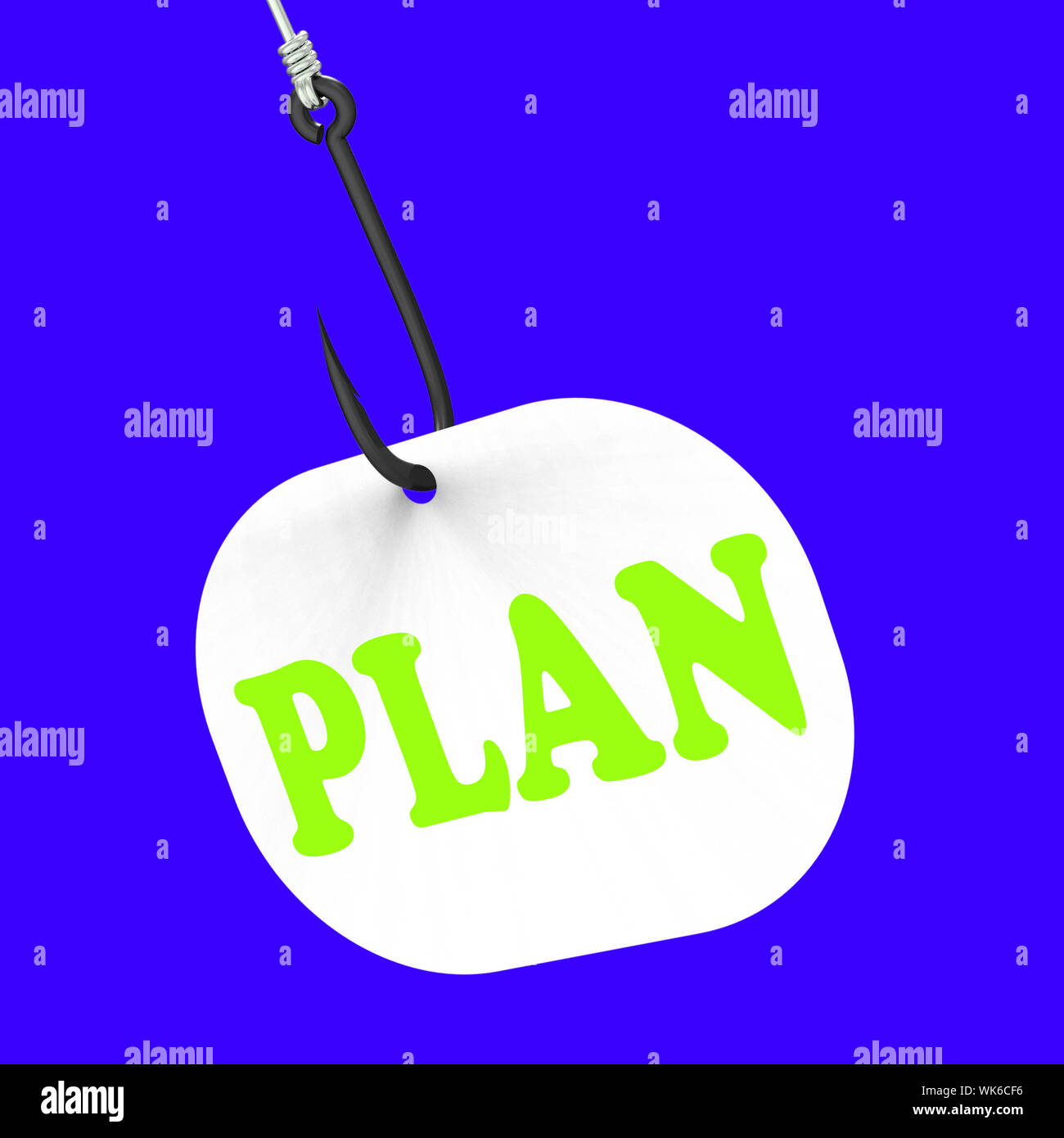 Plan On Hook Shows Planned Objectives Goals And Mission Stock Photo - Alamy