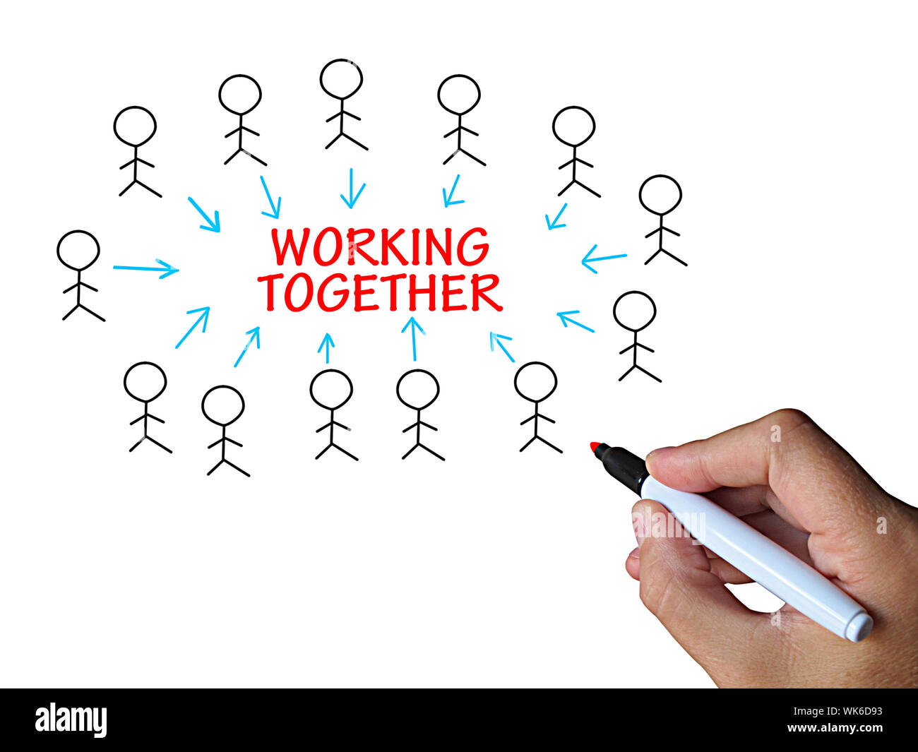 Working Together On Whiteboard Showing Group Work Unity And Partnership ...