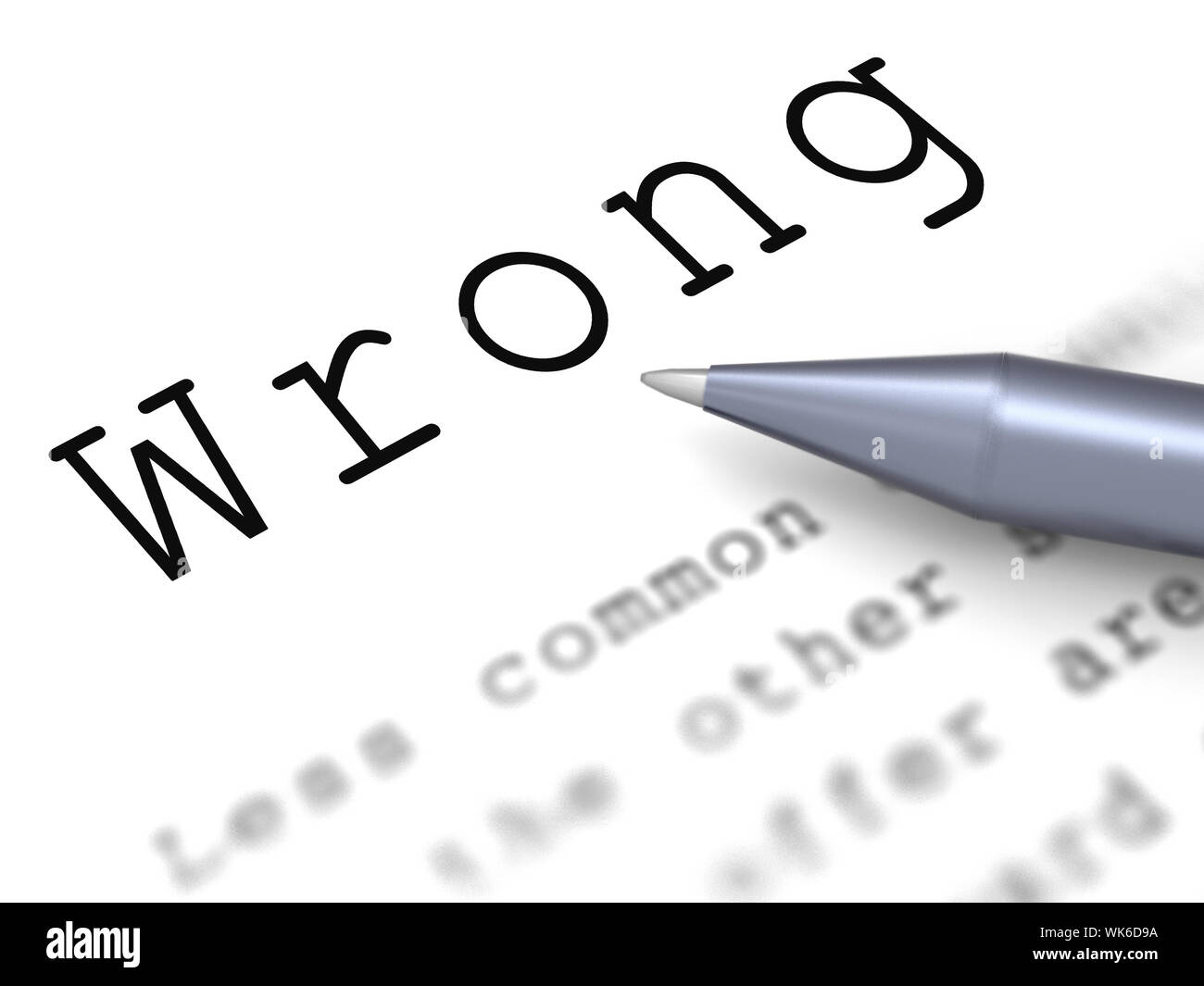 Wrong Word Meaning False Bad Or Improper Stock Photo - Alamy