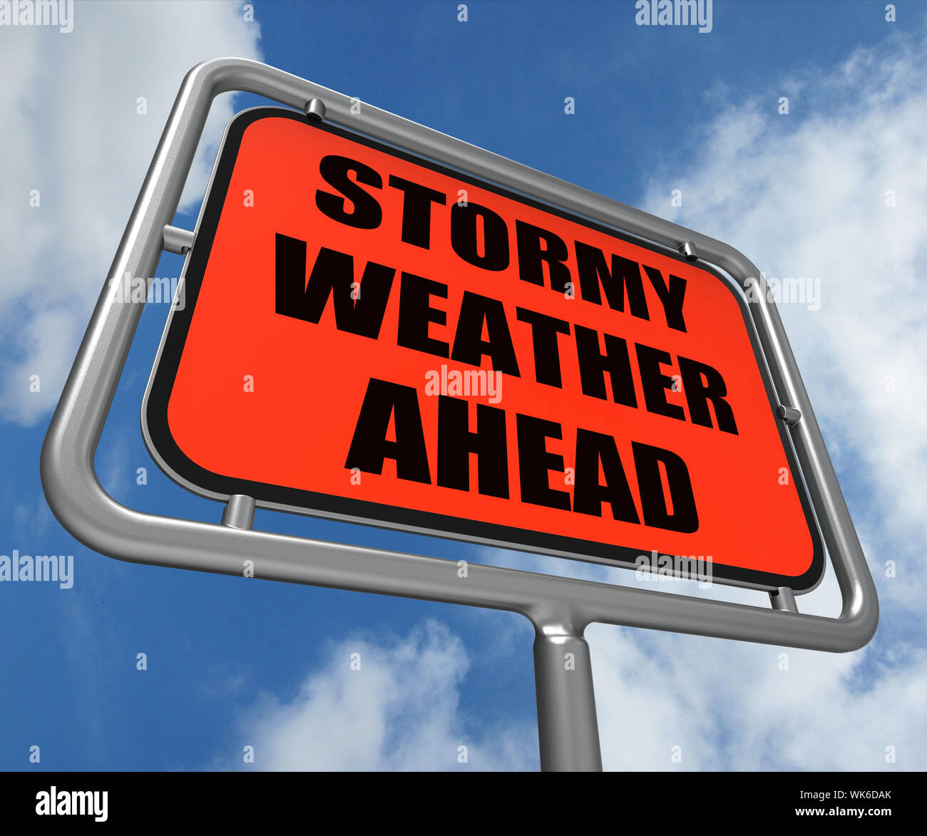 Stormy Weather Ahead Sign Showing Storm Warning or Danger Stock Photo ...