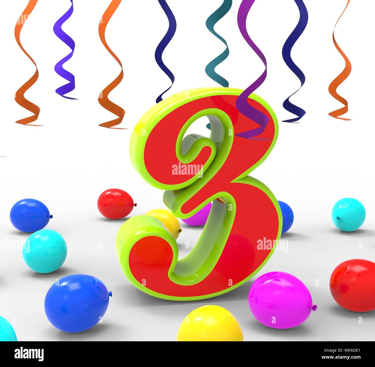 Number Three Party Showing Creativity And Multi Coloured Garlands Stock ...