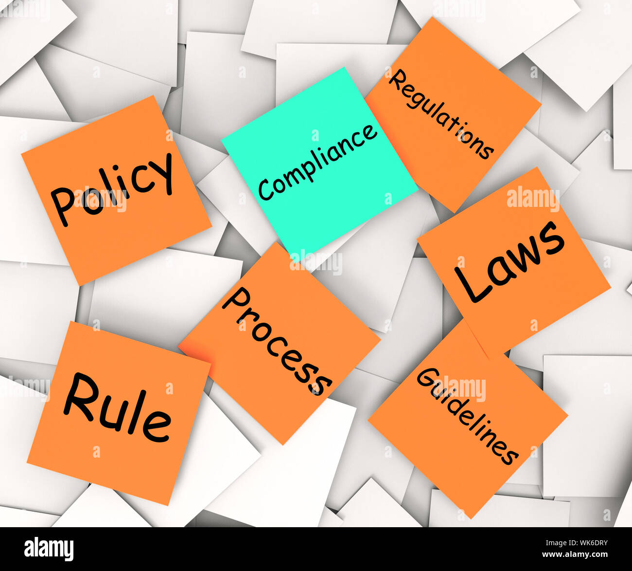 Compliance Post-It Note Showing Following Rules And Regulations Stock ...