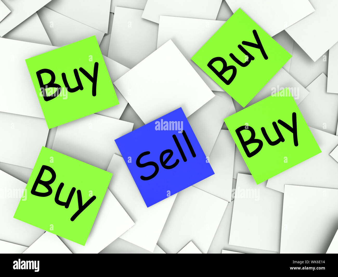 Buy Sell Post-It Notes Showing Retail And Transactions Stock Photo - Alamy