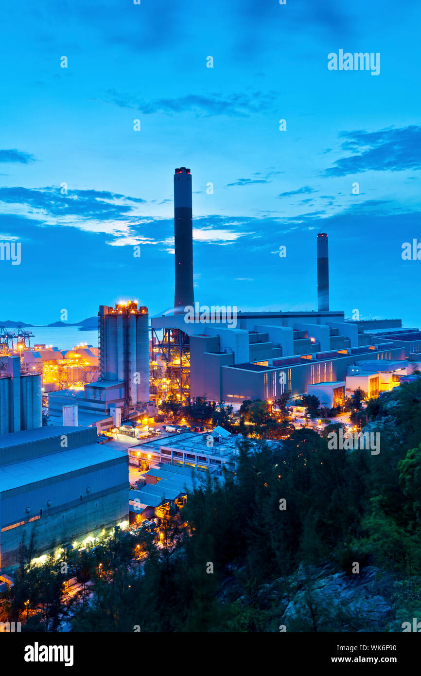 Power plant at night Stock Photo - Alamy