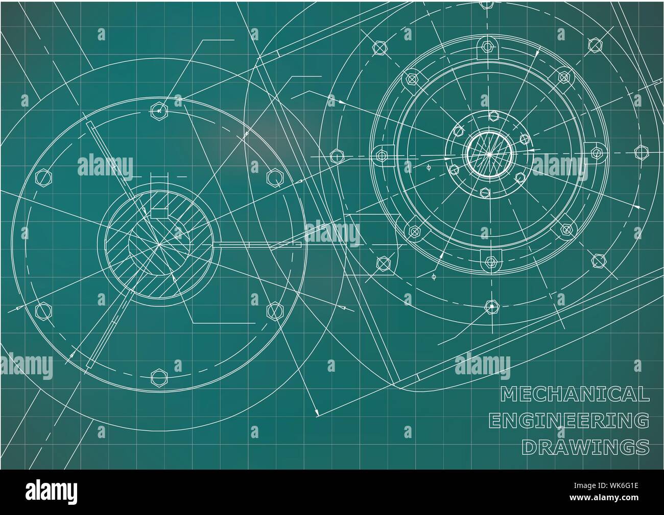 Mechanical engineering drawings. Background for inscription. Vector ...