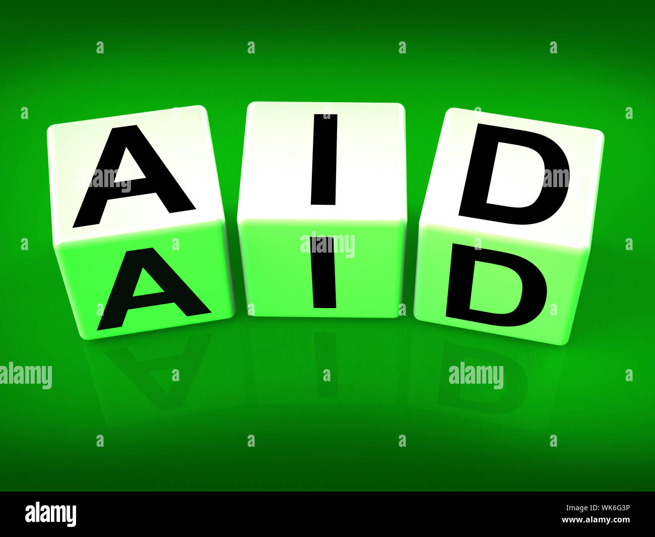 Aid Blocks Showing Assistance Help and Support Stock Photo - Alamy