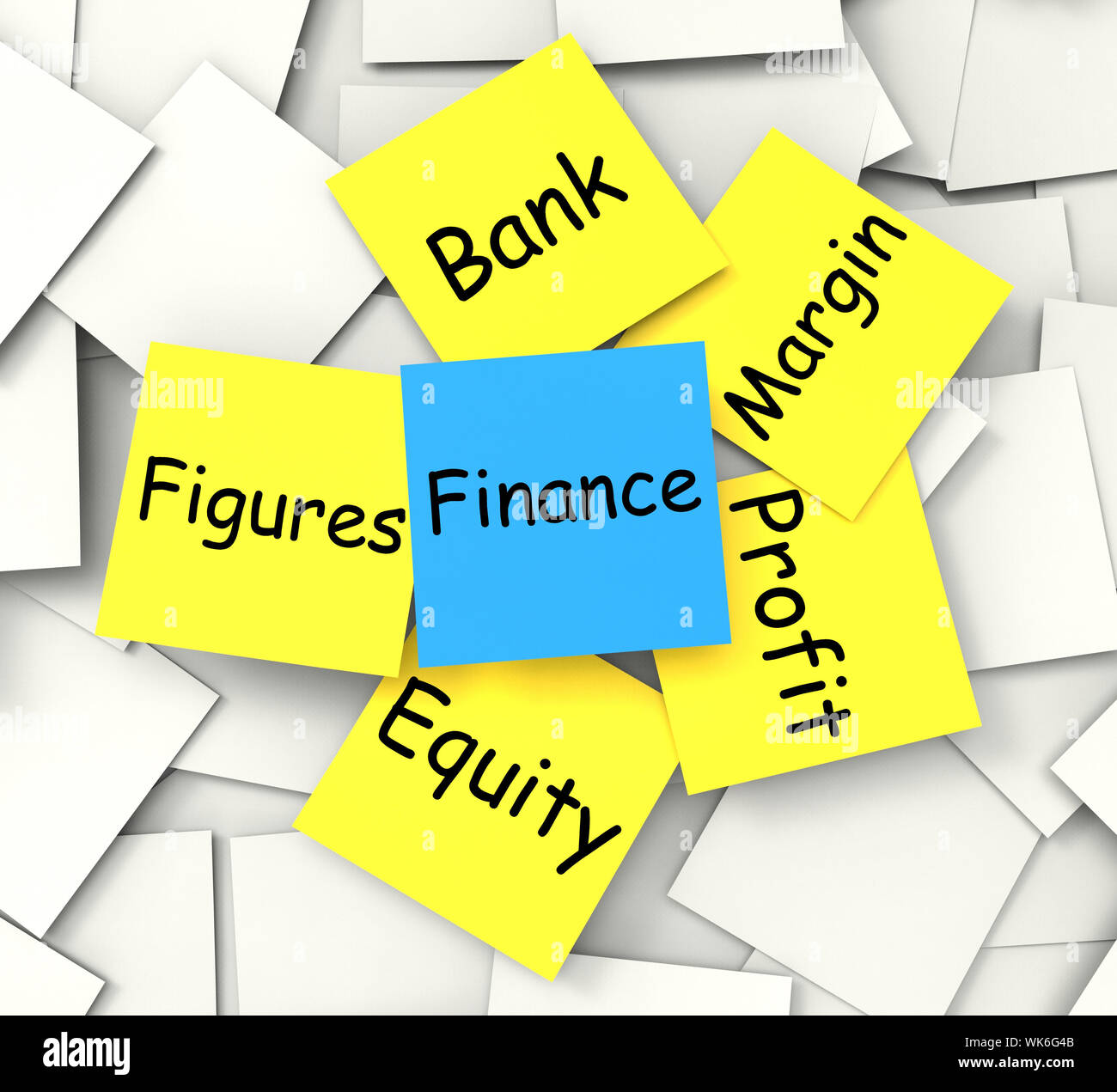 Finance Post-It Note Showing Equity Profit And Figures Stock Photo - Alamy