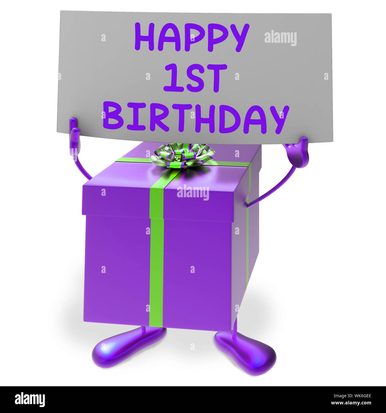 Happy 1st Birthday Sign and Gift Showing First Party Stock Photo - Alamy