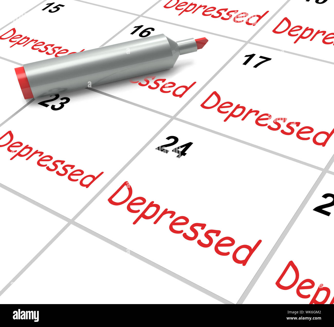 Depressed Calendar Meaning Down Despondent Or Mental Illness Stock ...