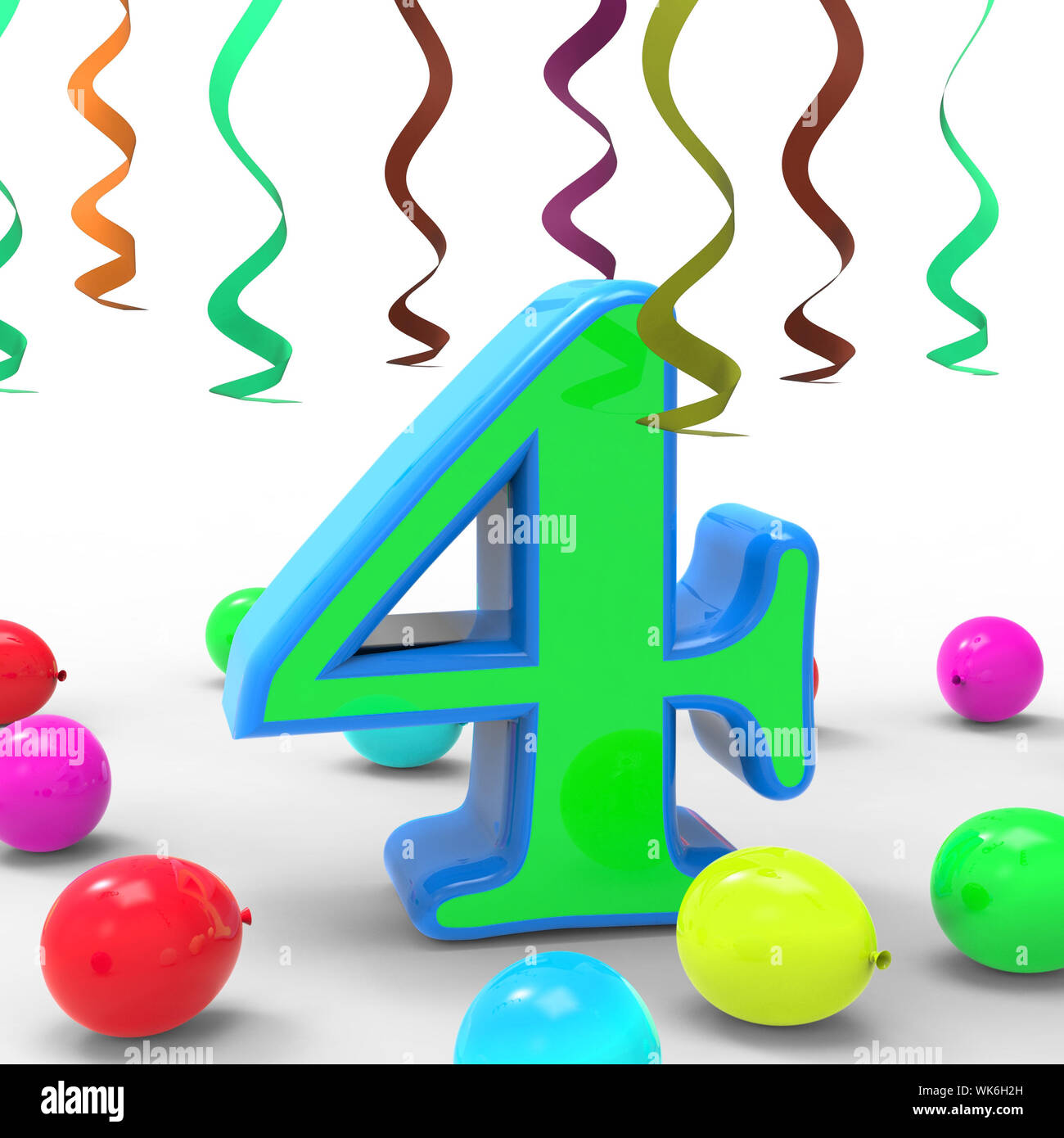 Number Four Party Meaning Colourful Birthday Party Or Celebration Stock ...
