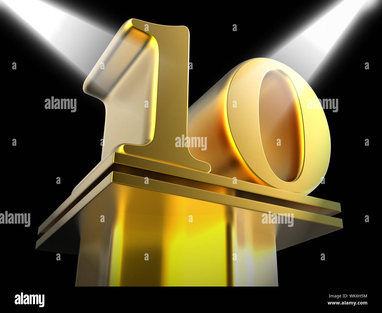 Golden Ten On Pedestal Meaning Cinema Awards Or Movie Excellence Stock ...