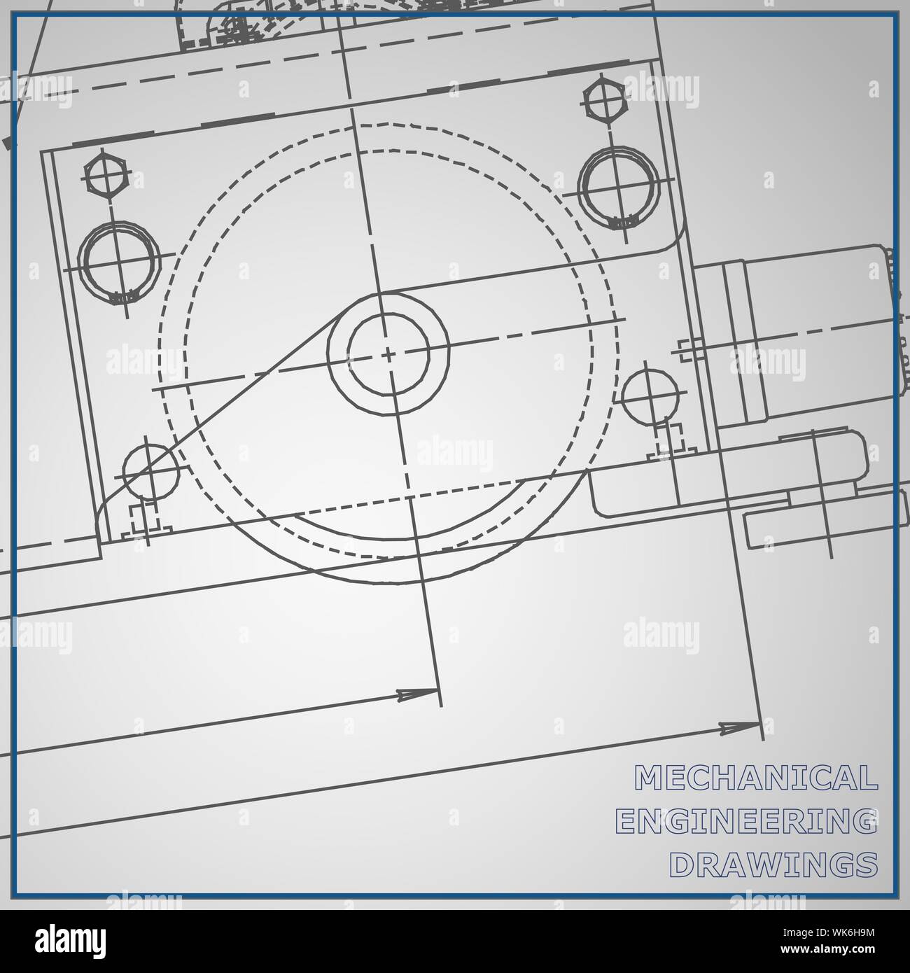 Mechanical engineering drawing blue and gray background. Engineering ...