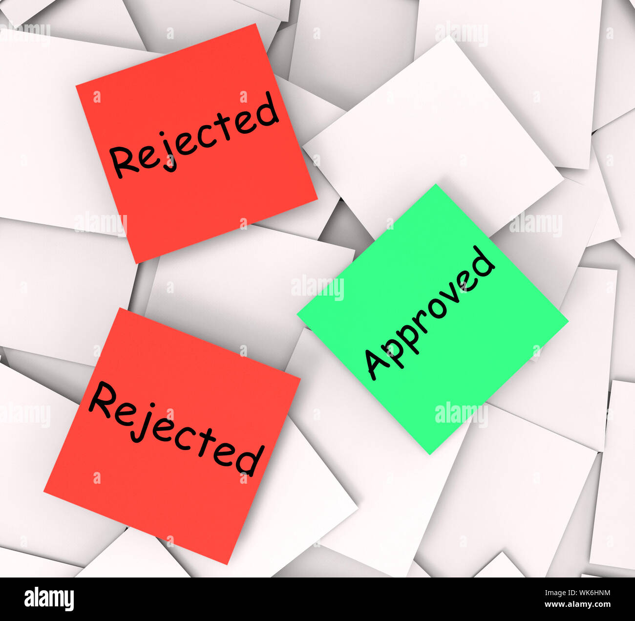 Approved Rejected Post-It Notes Showing Passed Or Denied Stock Photo ...