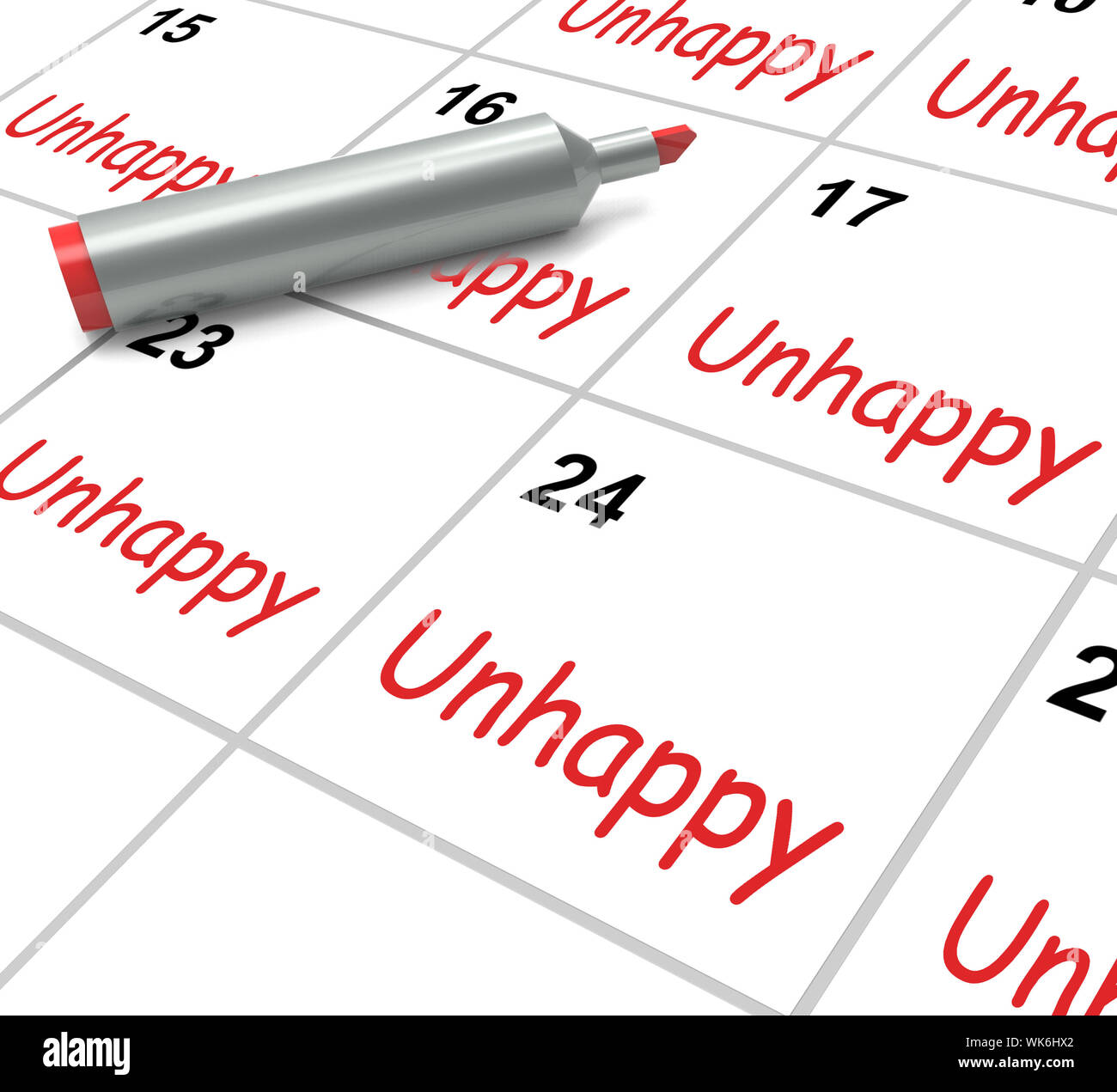 Unhappy Calendar Meaning Problems Stress Or Sadness Stock Photo - Alamy