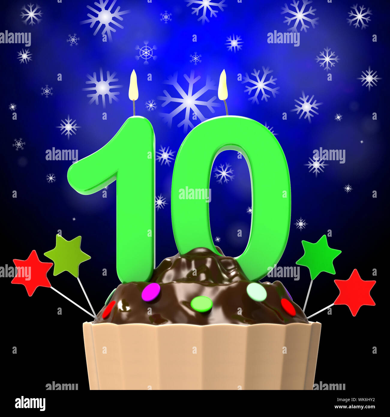 Birthday cake year 10 candle hi-res stock photography and images - Alamy