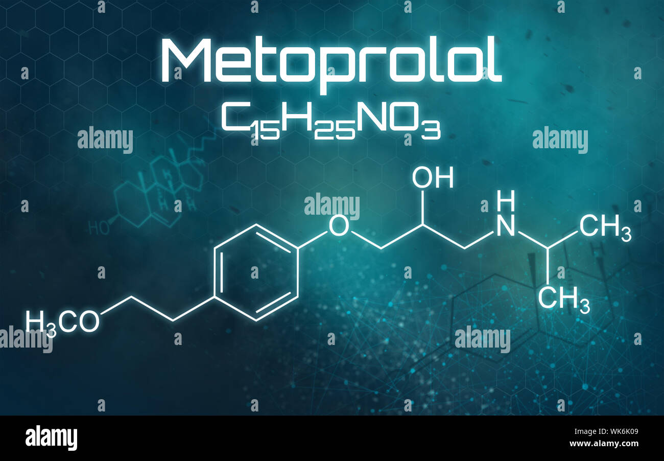 Chemical formula of Metoprolol on a futuristic background Stock Photo ...