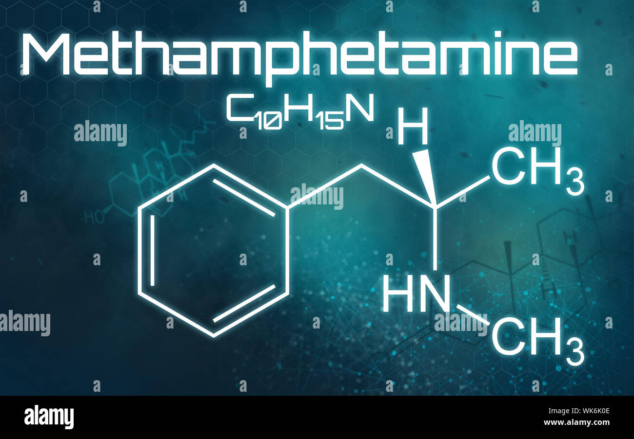 Chemical formula of Methamphetamine on a futuristic background Stock ...
