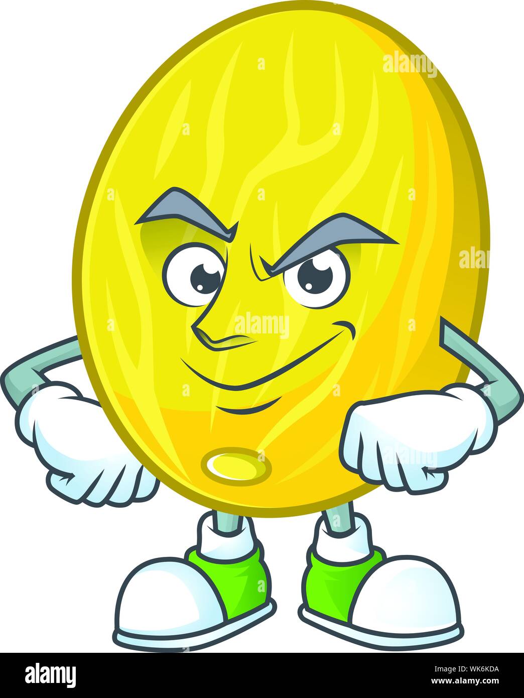 Smirking melon cartoon character on white background vector ...