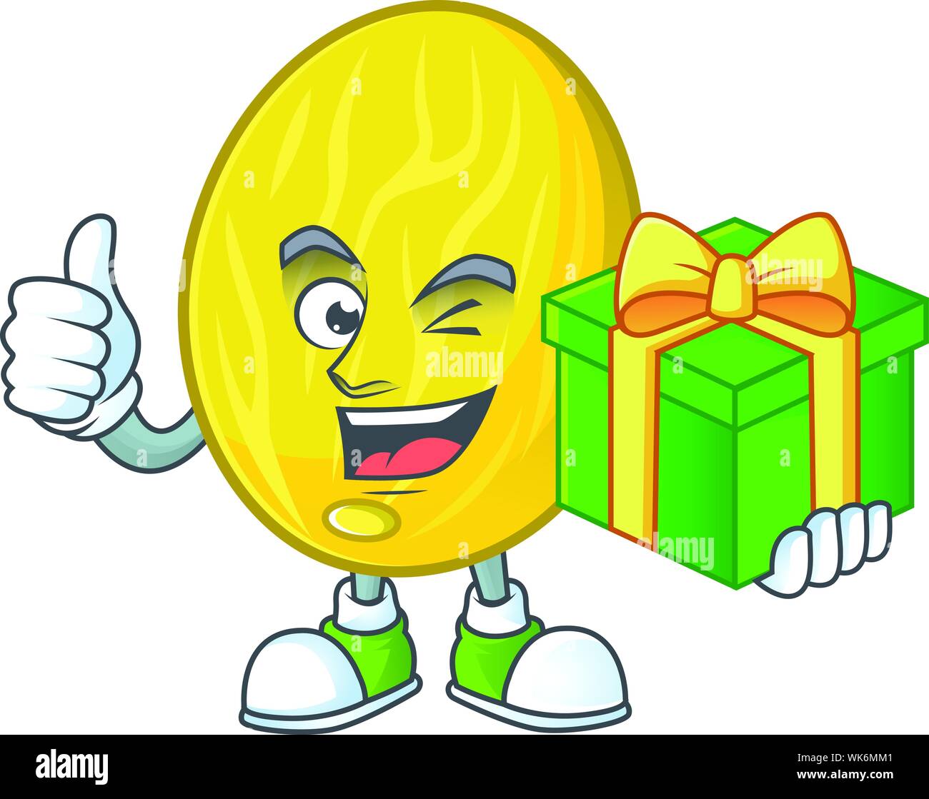 With gift fruit melon cartoon character with mascot vector illustration ...