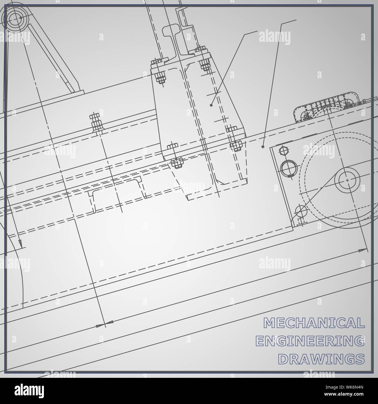 Gray Mechanical engineering drawings. Engineering illustration. Vector ...