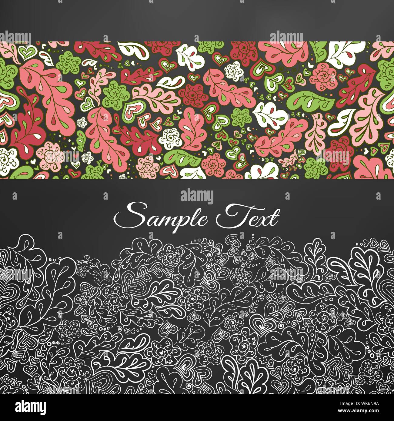 Floral doodle card in white tones Stock Vector Image & Art - Alamy