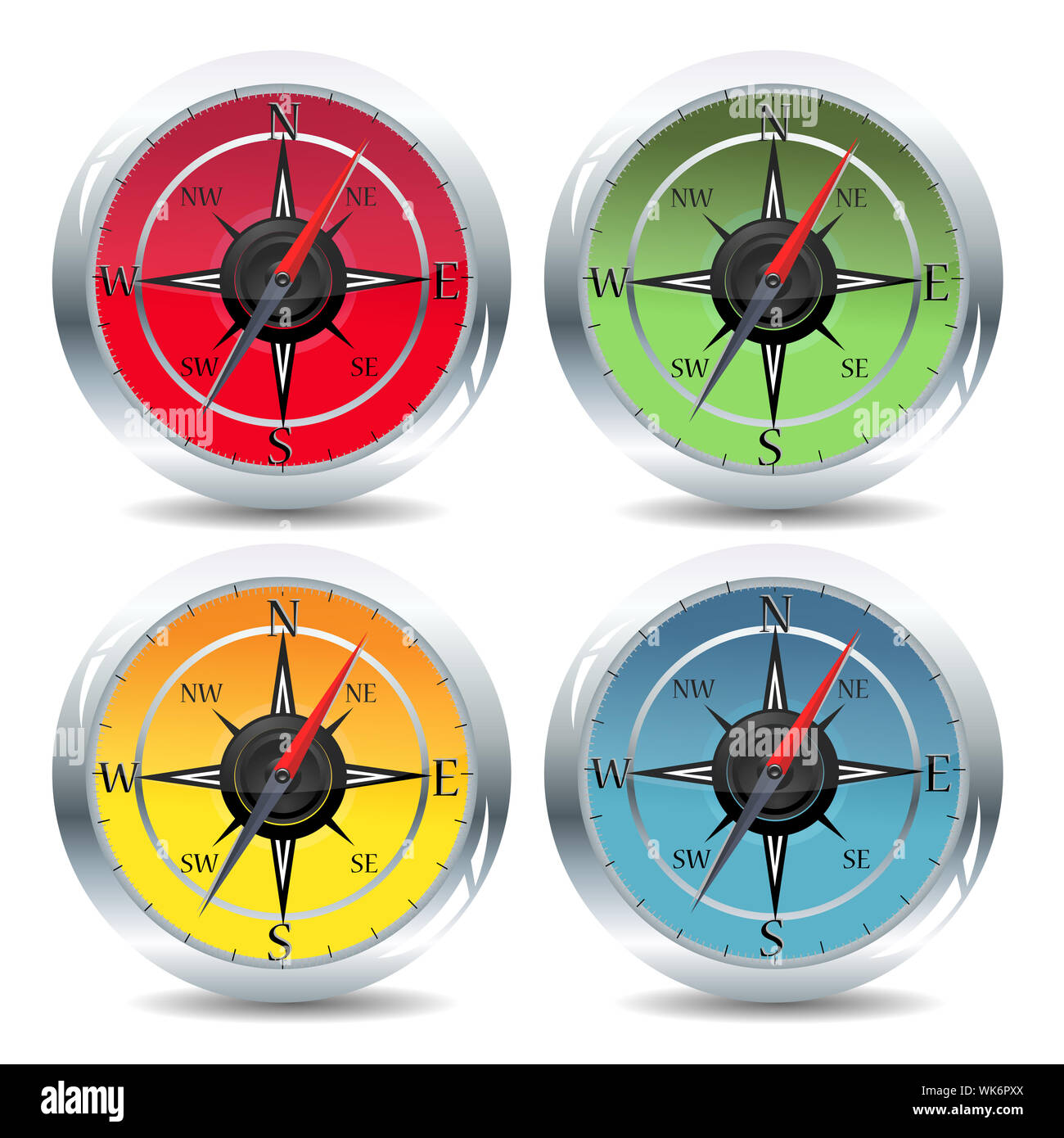 illustration of compass icons on white background Stock Photo - Alamy