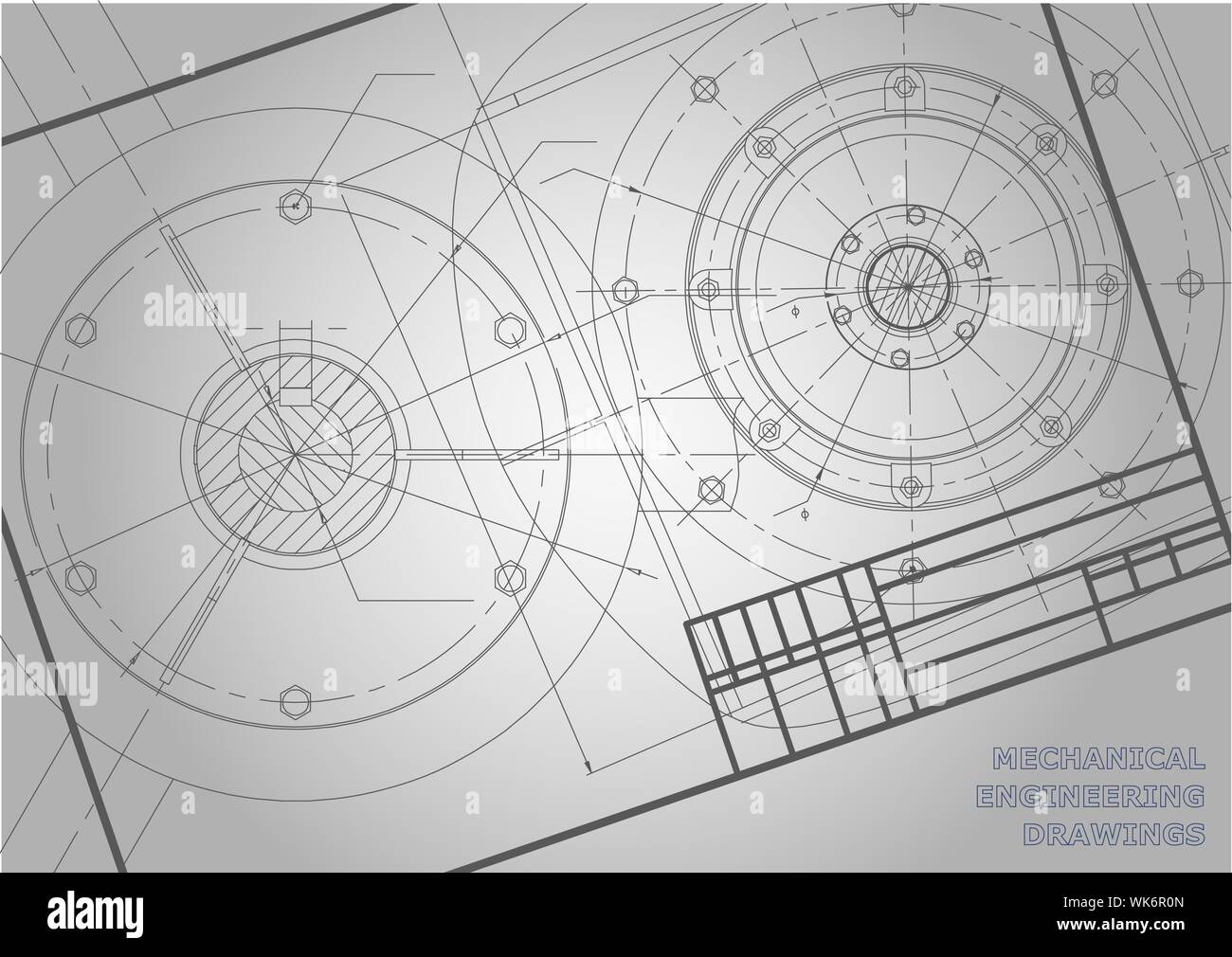 Gray Mechanical engineering drawings. Background for inscription ...
