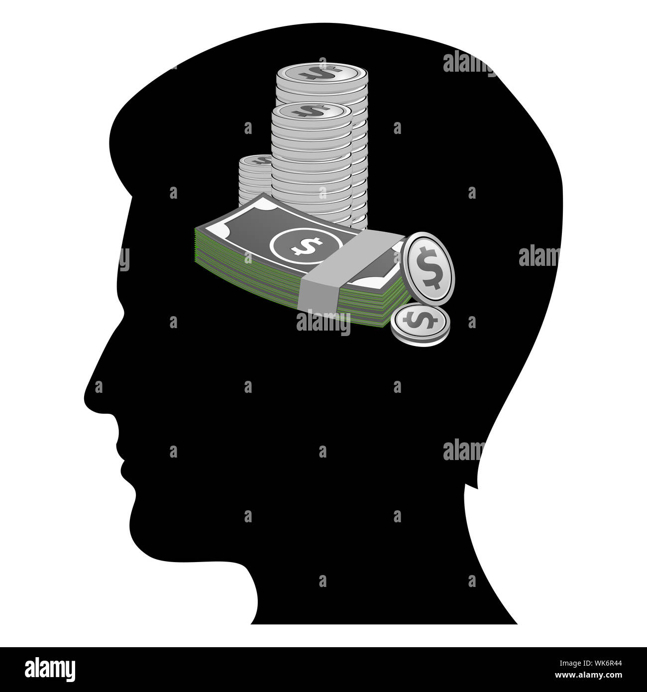 illustration of money minded businessman on white background Stock ...