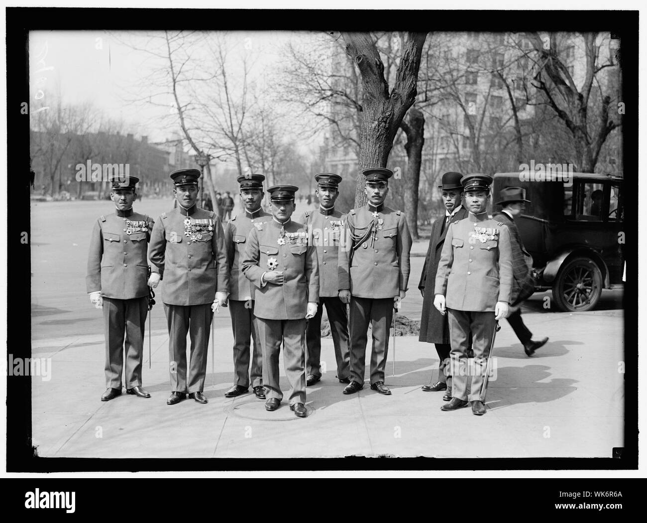 JAPAN: OFFICIALS, NOTABLES. GROUP OF OFFICERS: MAJ. KISBURA ANDO; COL ...